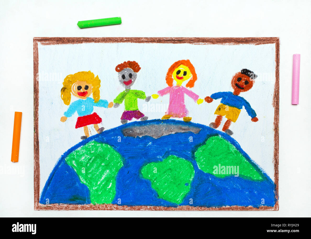 Happy Children Around World Illustration High Resolution Stock ...