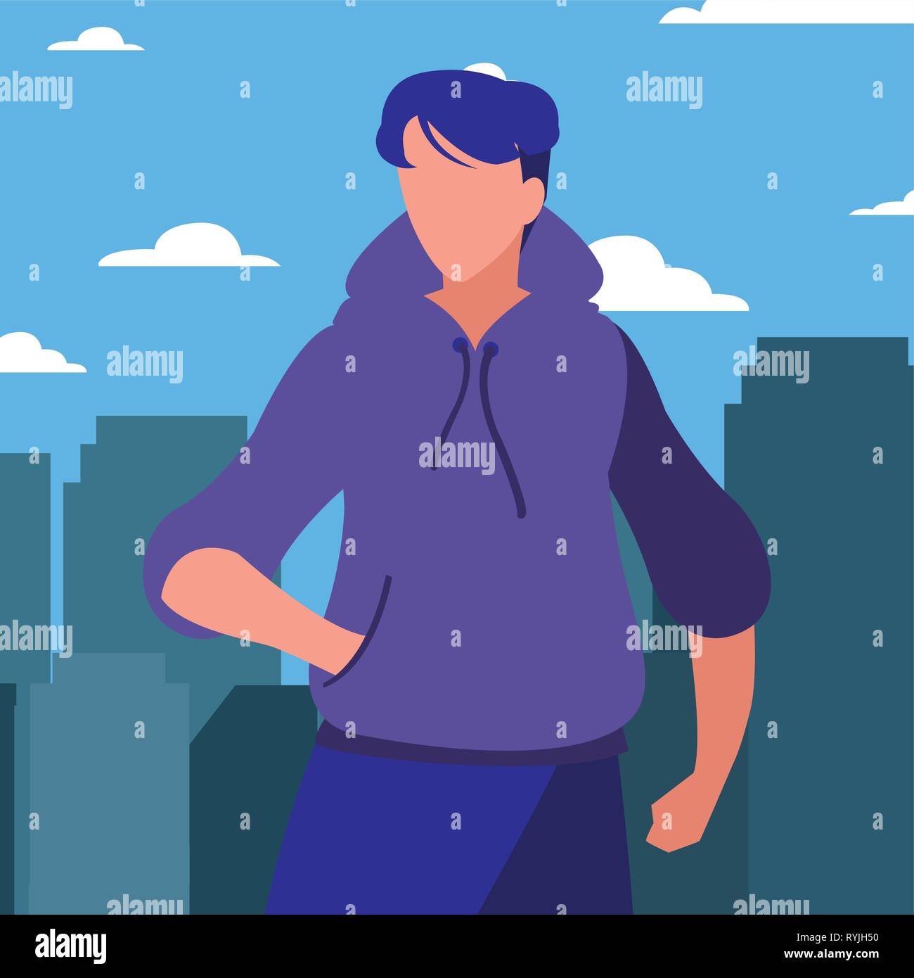 man posing model in the city background vector illustration Stock ...