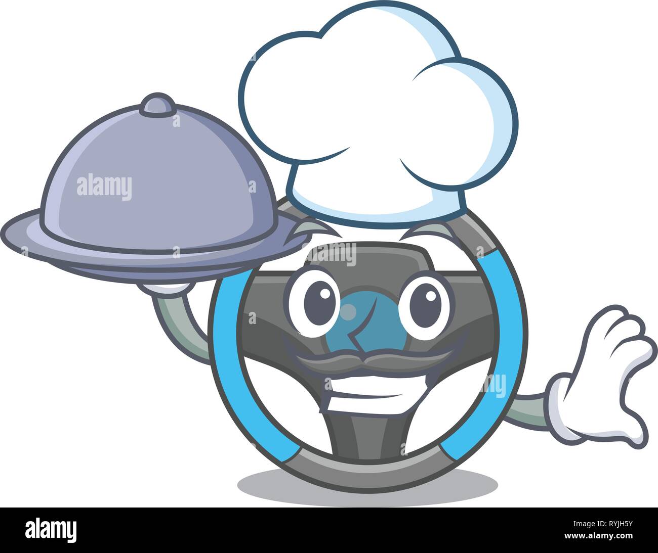 Chef with food steering wheel in a mascot box Stock Vector Image & Art ...