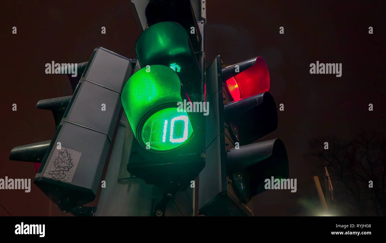 The red and green traffic lights on the streets in Tallinn Estonia used ...