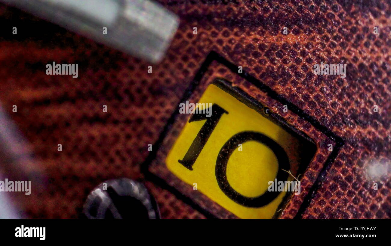 Macro shot of the date number on the wristwatch with the second hand ...