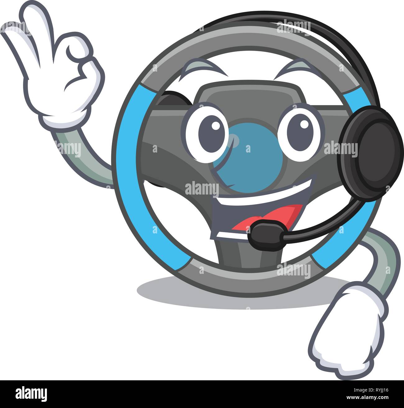 With headphone miniature steering wheel in cartoon shape Stock Vector ...