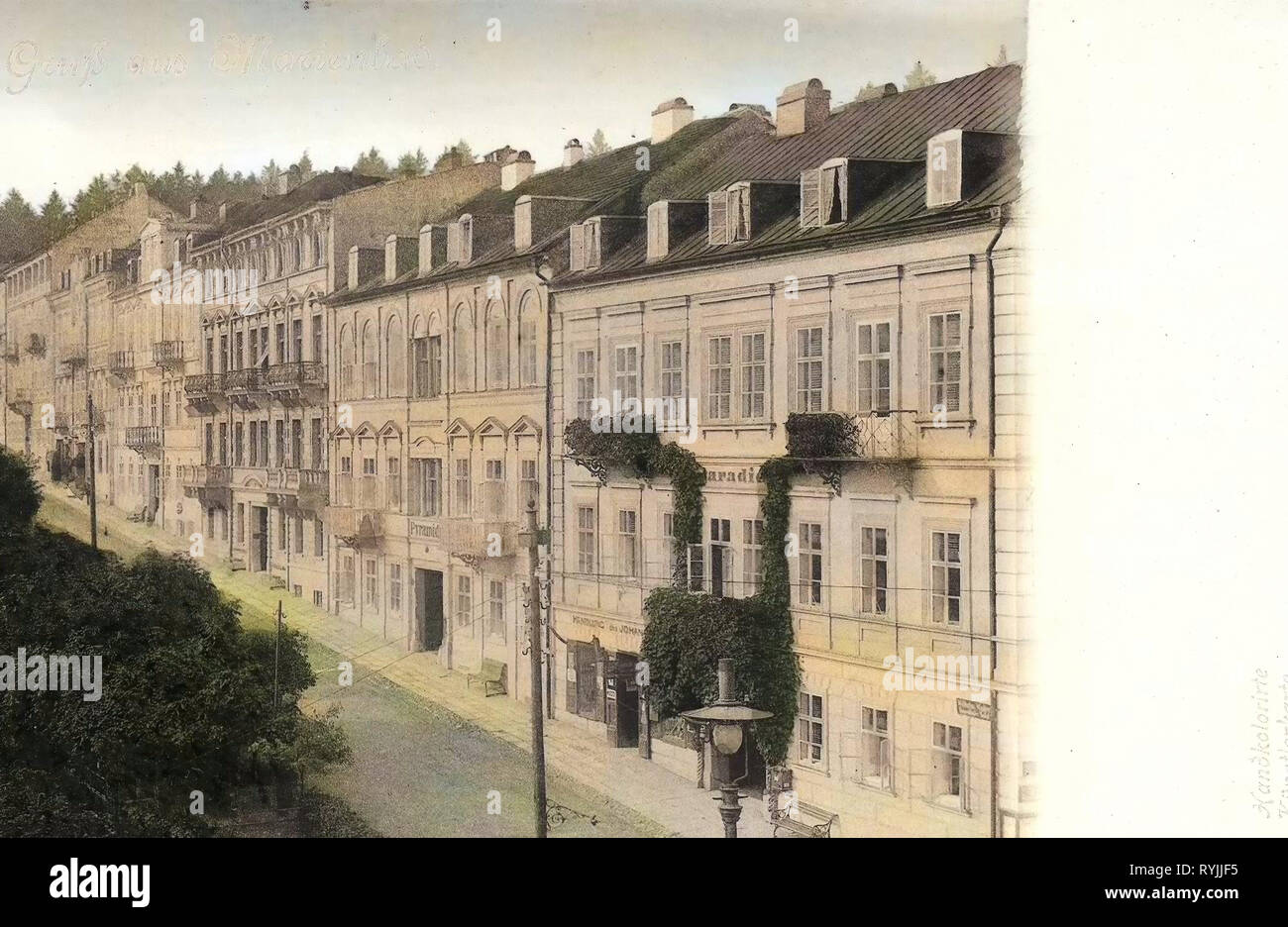 Buildings in Mariánské Lázně, Colored, Germany, 1899, Karlovy Vary ...