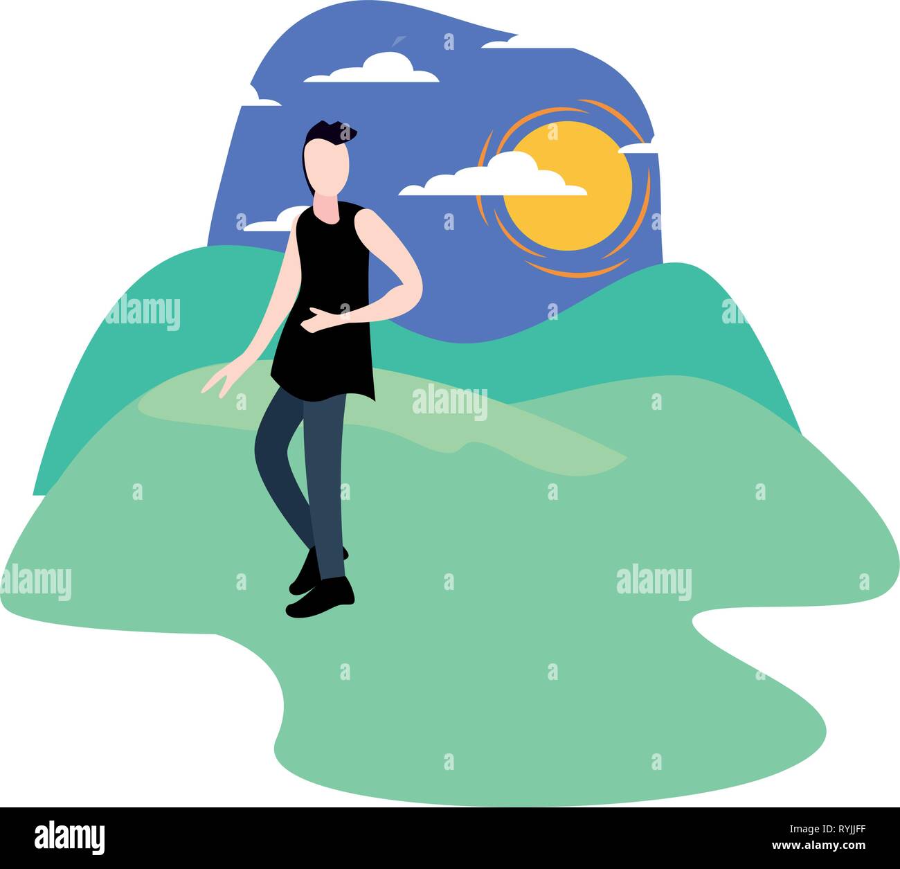 man portrait character outdoors scene vector illustration Stock Vector ...