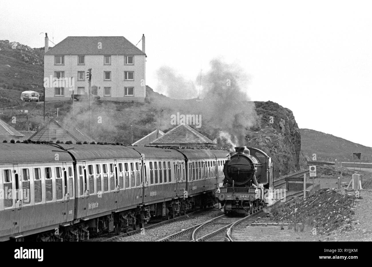 Steam locomotive LNER The Great Marquess at Mallaig station, the West ...