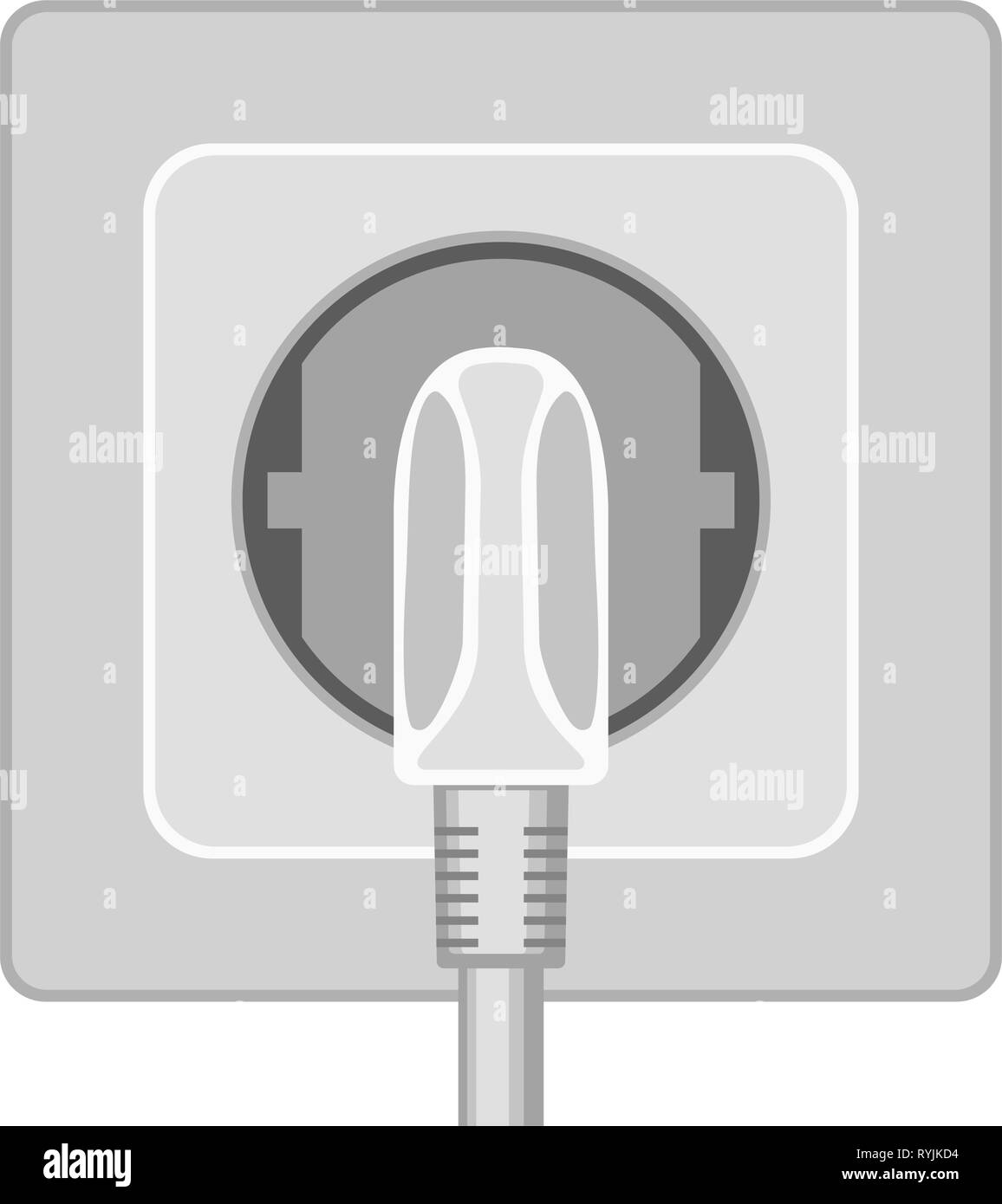 Cartoon gray plug in electric socket Stock Vector Image & Art - Alamy