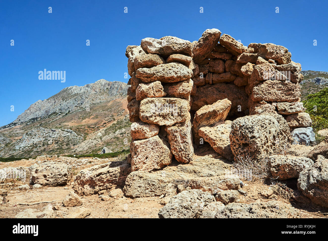 stone ruins in the mountains on the island of Crete Stock Photo - Alamy