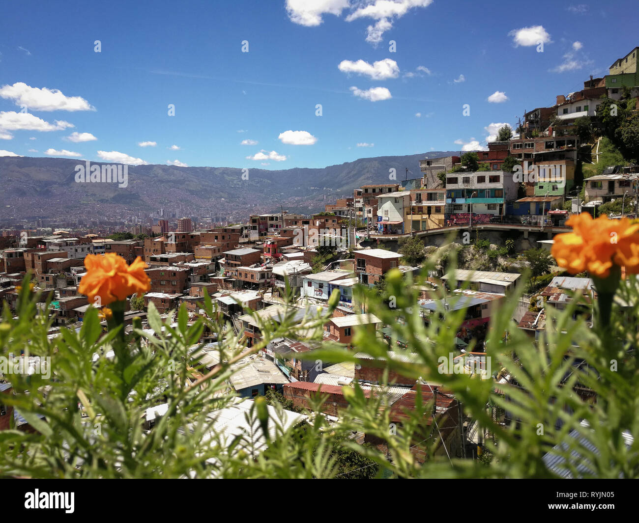 Comuna 13 view over Medellin, Colombia Stock Photo - Alamy