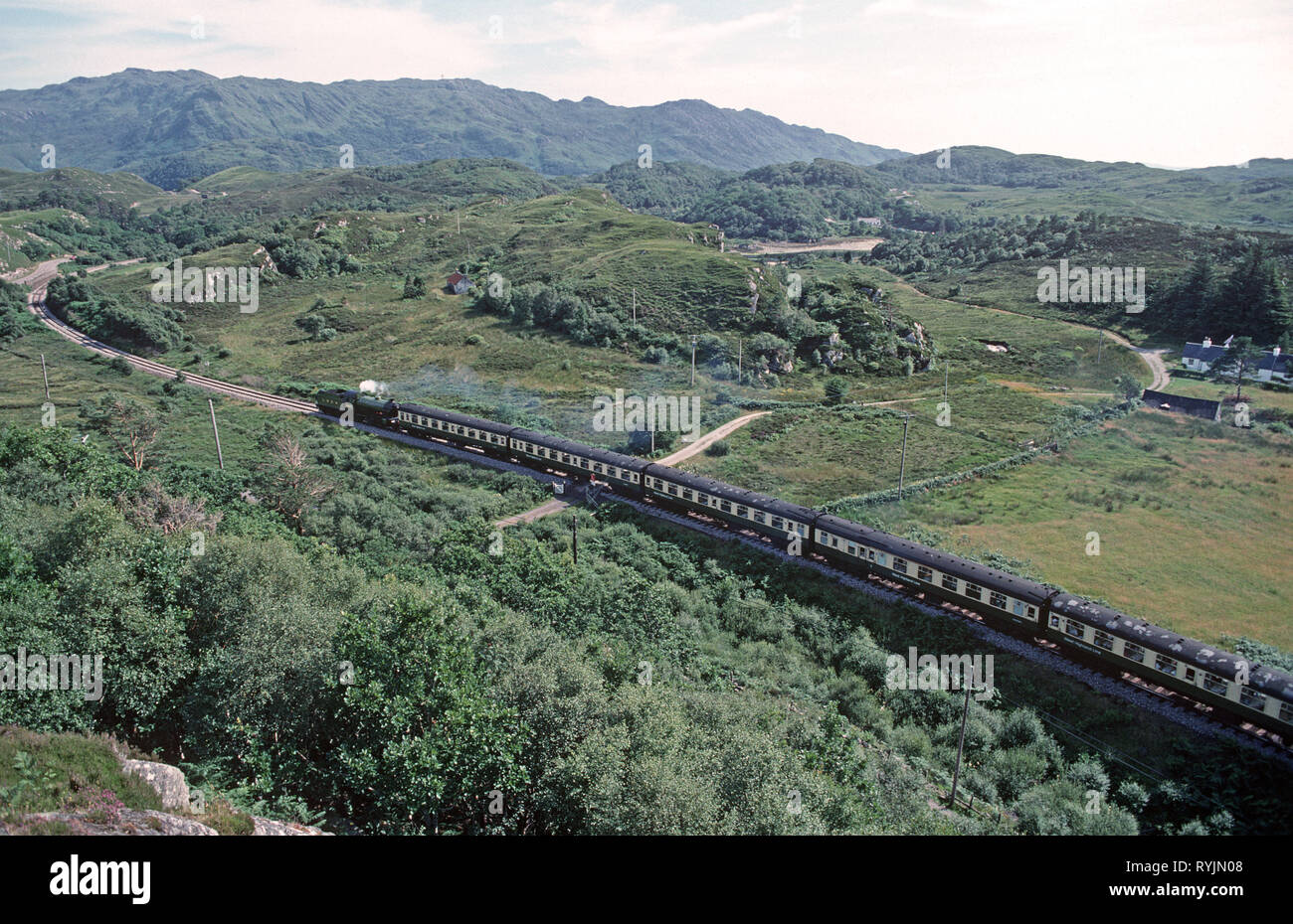 Steam locomotive LNER The Great Marquess leaving Morar for Fort William ...