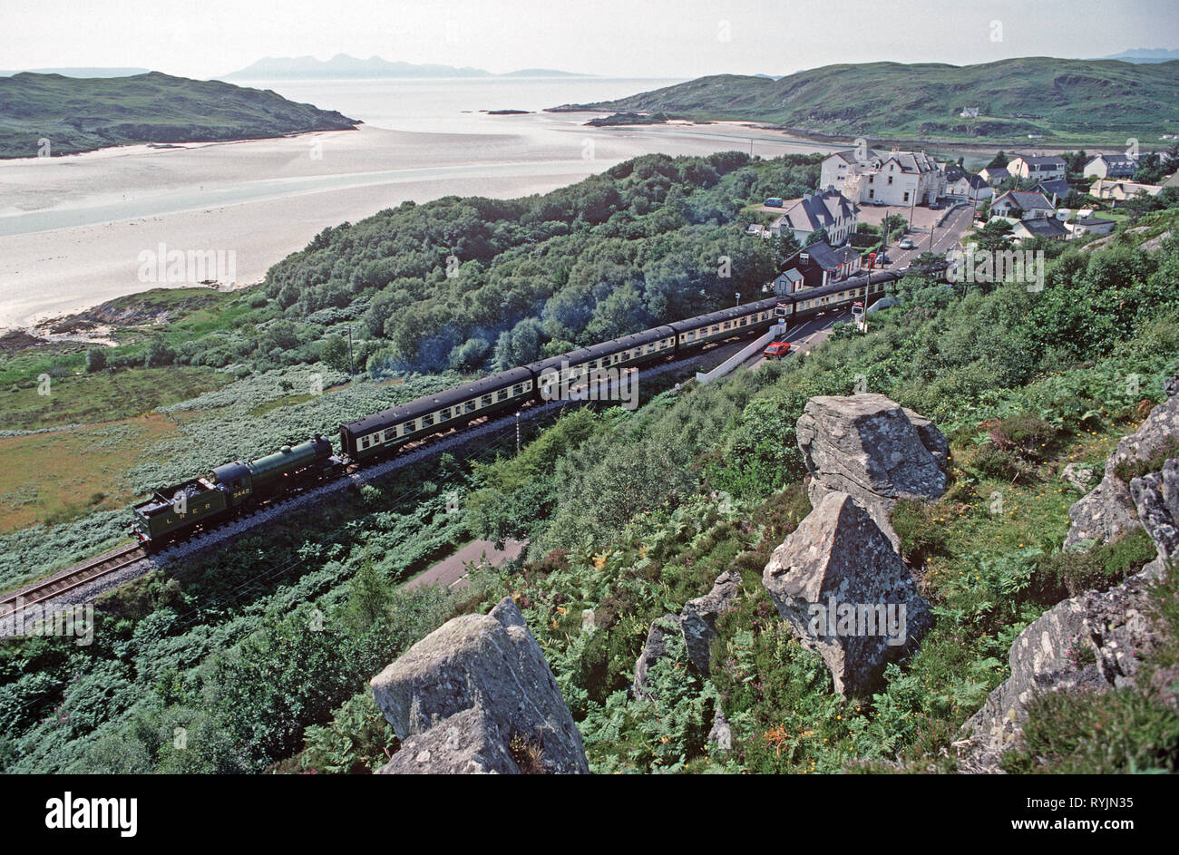 Steam locomotive LNER The Great Marquess leaving Morar village for Fort ...