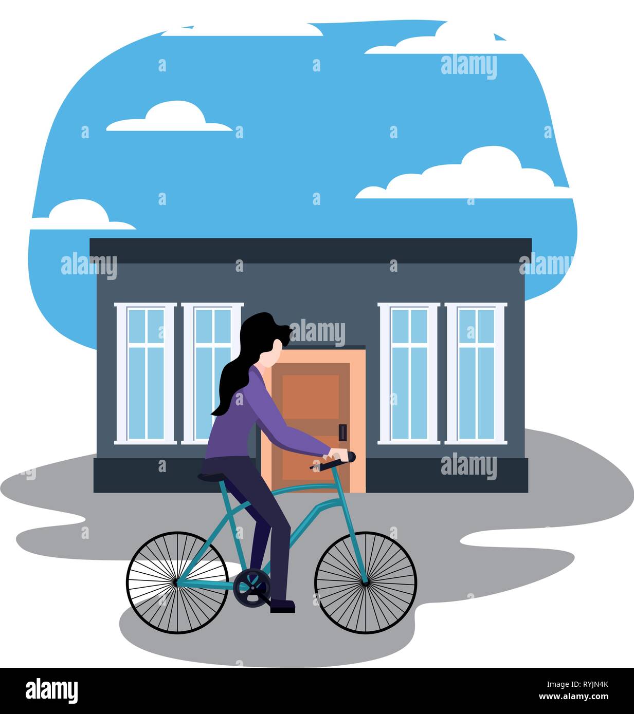 Cycle in front of house Stock Vector Images - Alamy