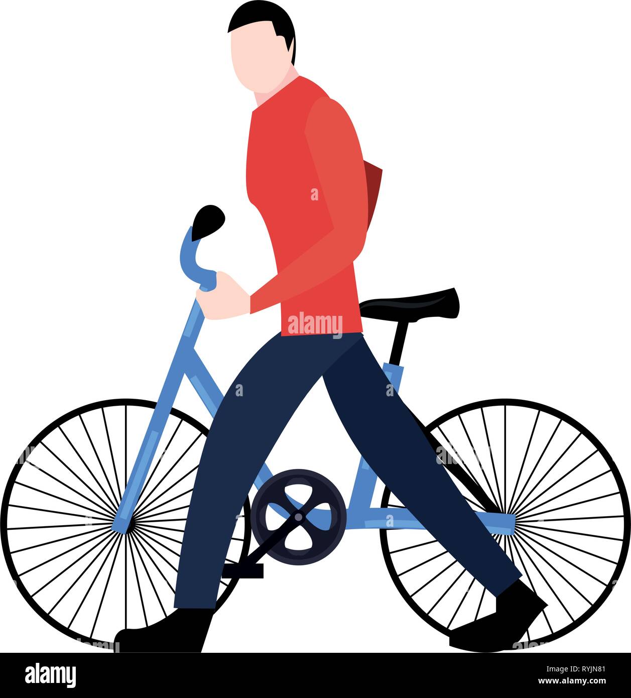 man riding bicycle on white background vector illustration Stock Vector ...