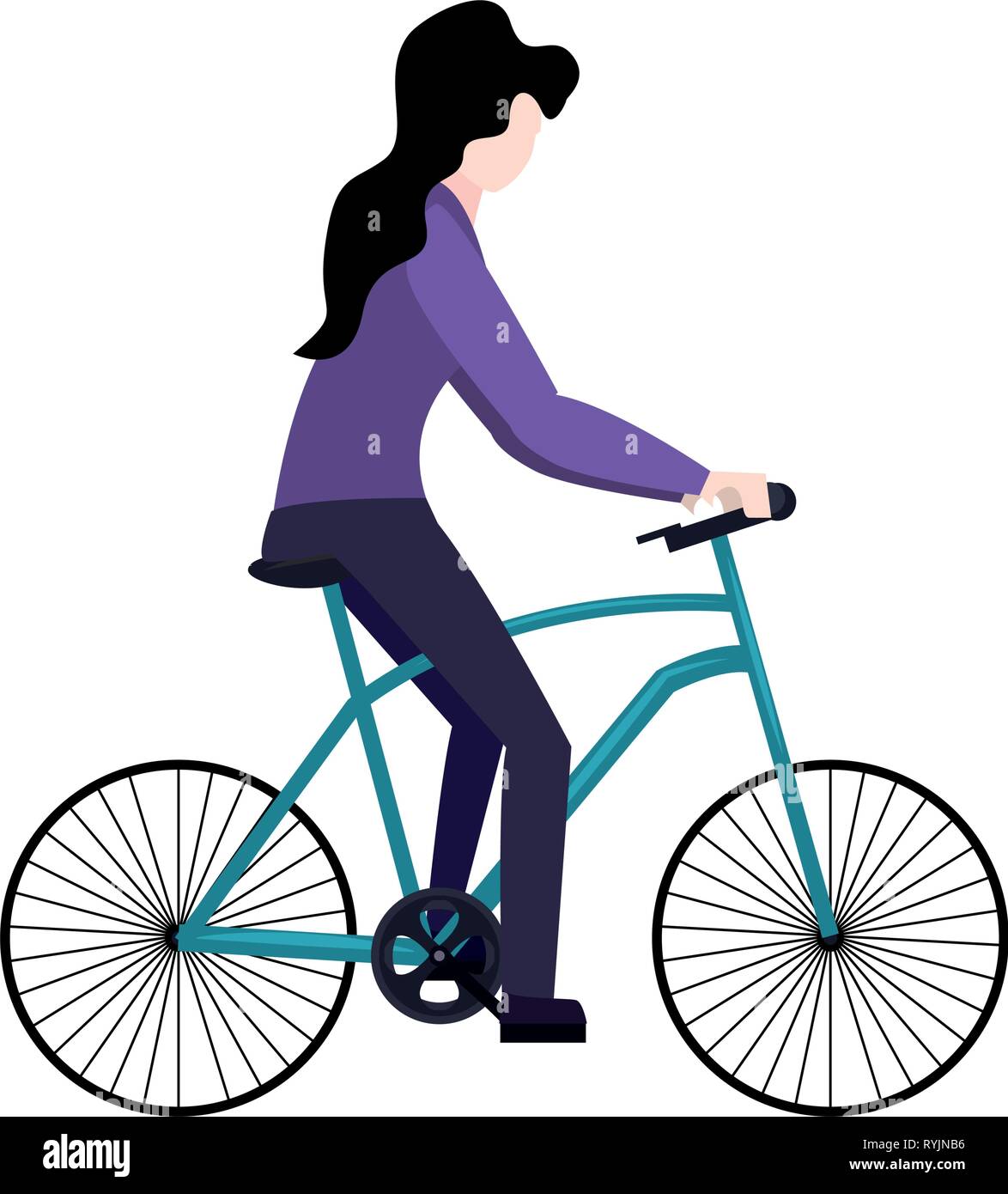 woman riding bicycle on white background vector illustration Stock ...