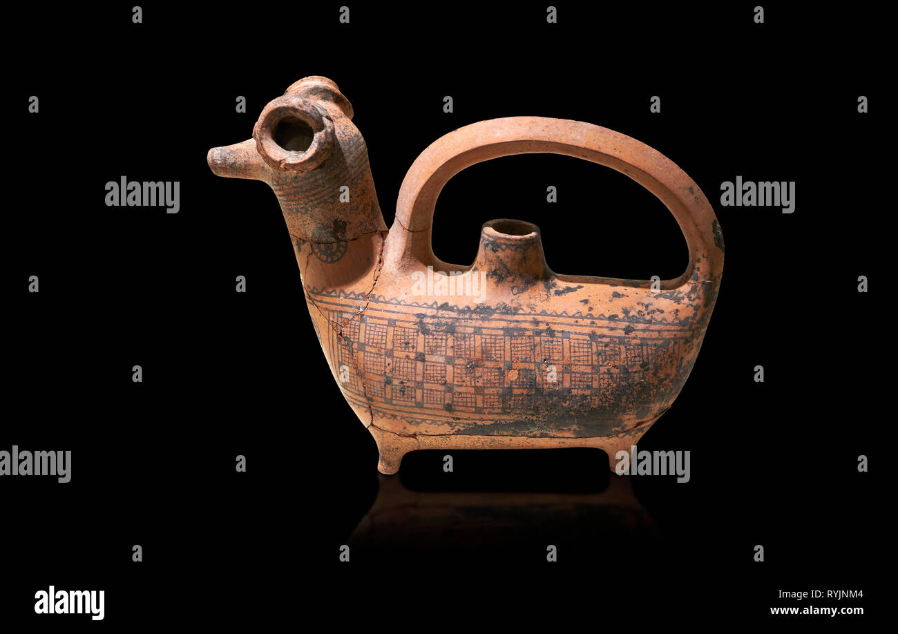 Phrygian decorated terra cotta pottery rhyton in the shape of a ram ...