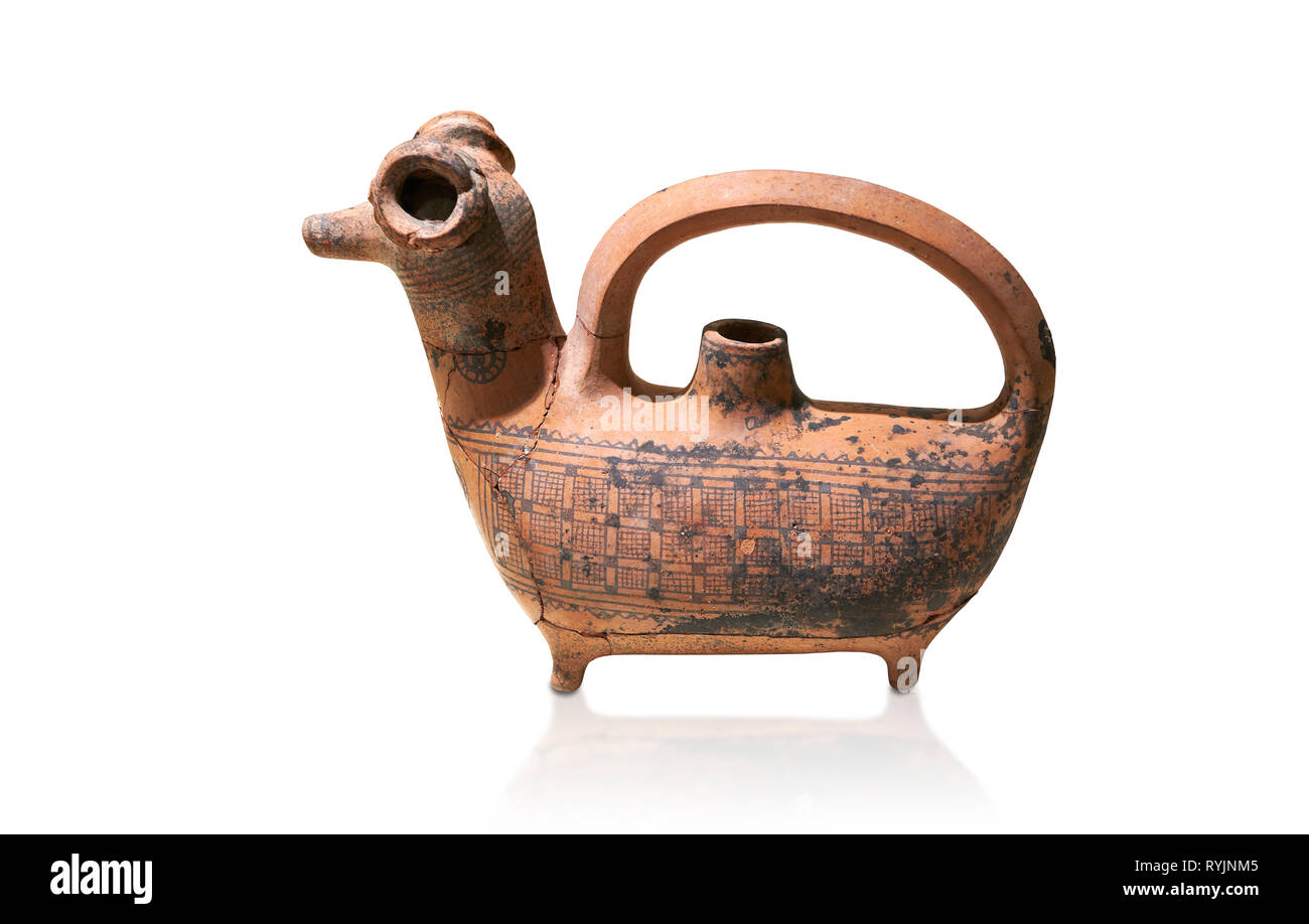 Phrygian decorated terra cotta pottery rhyton in the shape of a ram ...