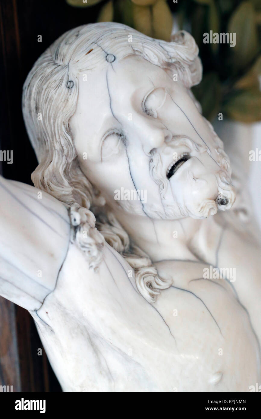 Crucifix. Jesus on the cross. Ivory sculpture Stock Photo - Alamy