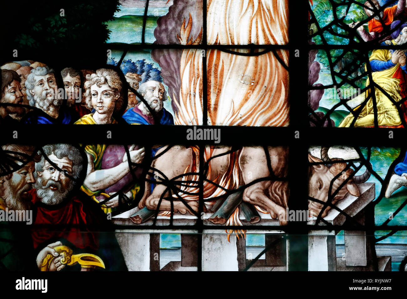 Saint Etienne du Mont church. Stained glass window. Elijah. The Prophet ...