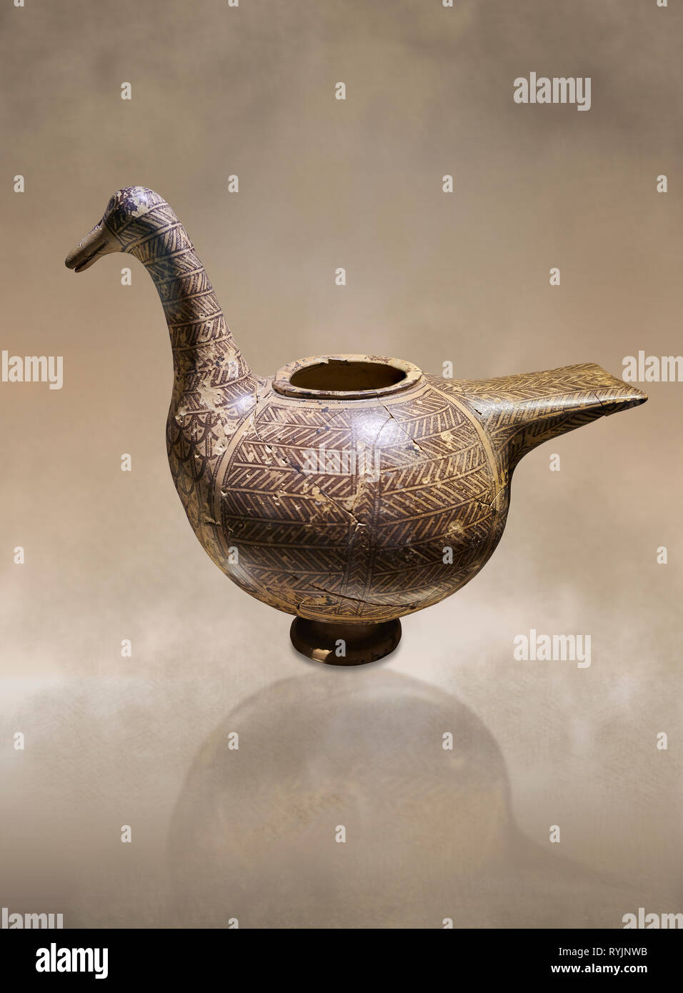 Phrygian pottery vessel in the shape of a goose decorated with ...