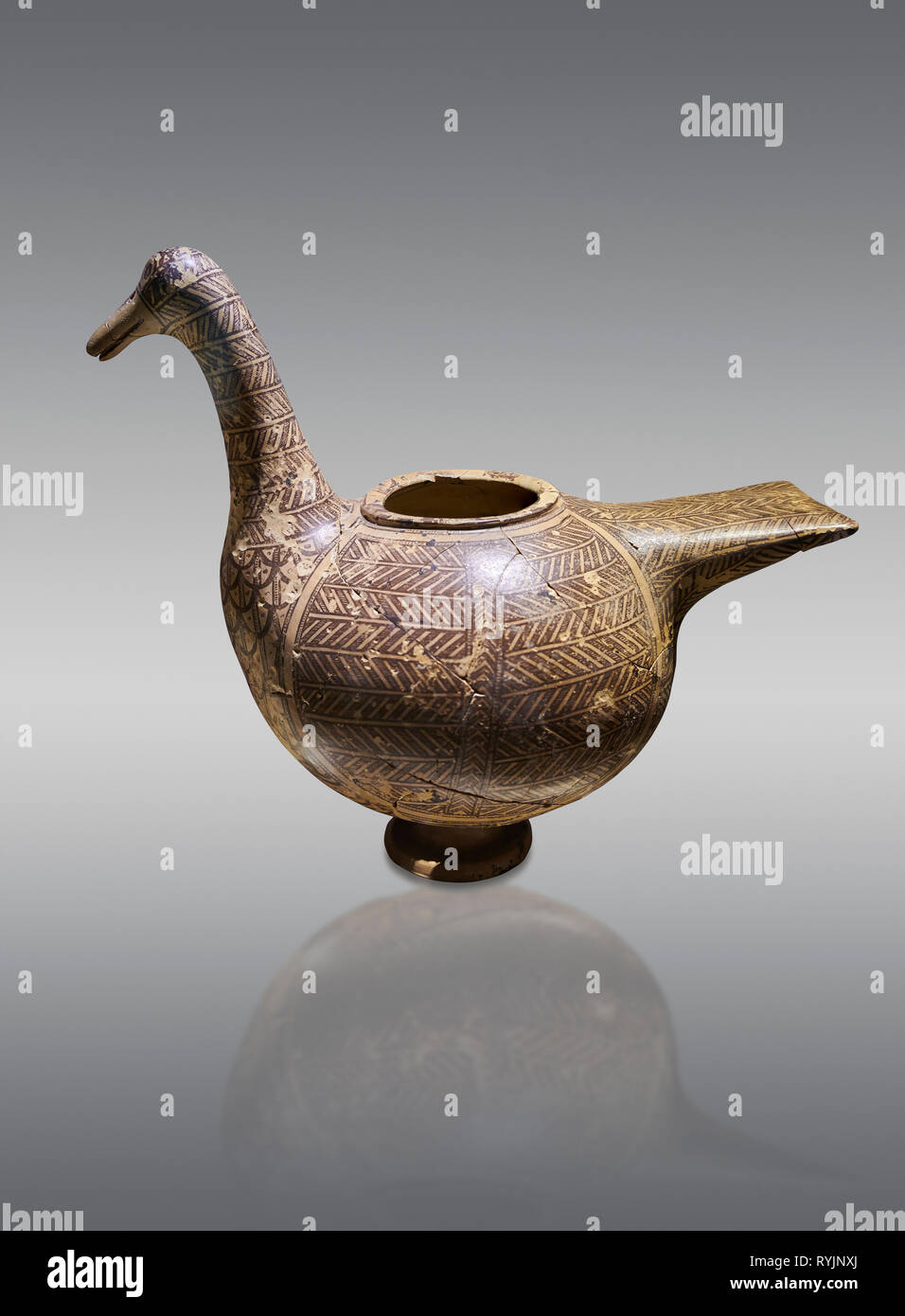 Phrygian pottery vessel in the shape of a goose decorated with ...
