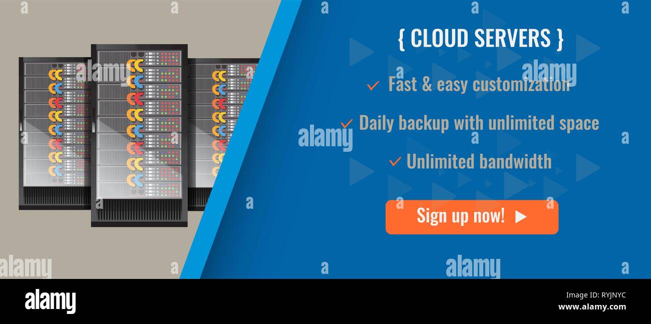 Web hosting server or cloud server advertisement template layout design ...
