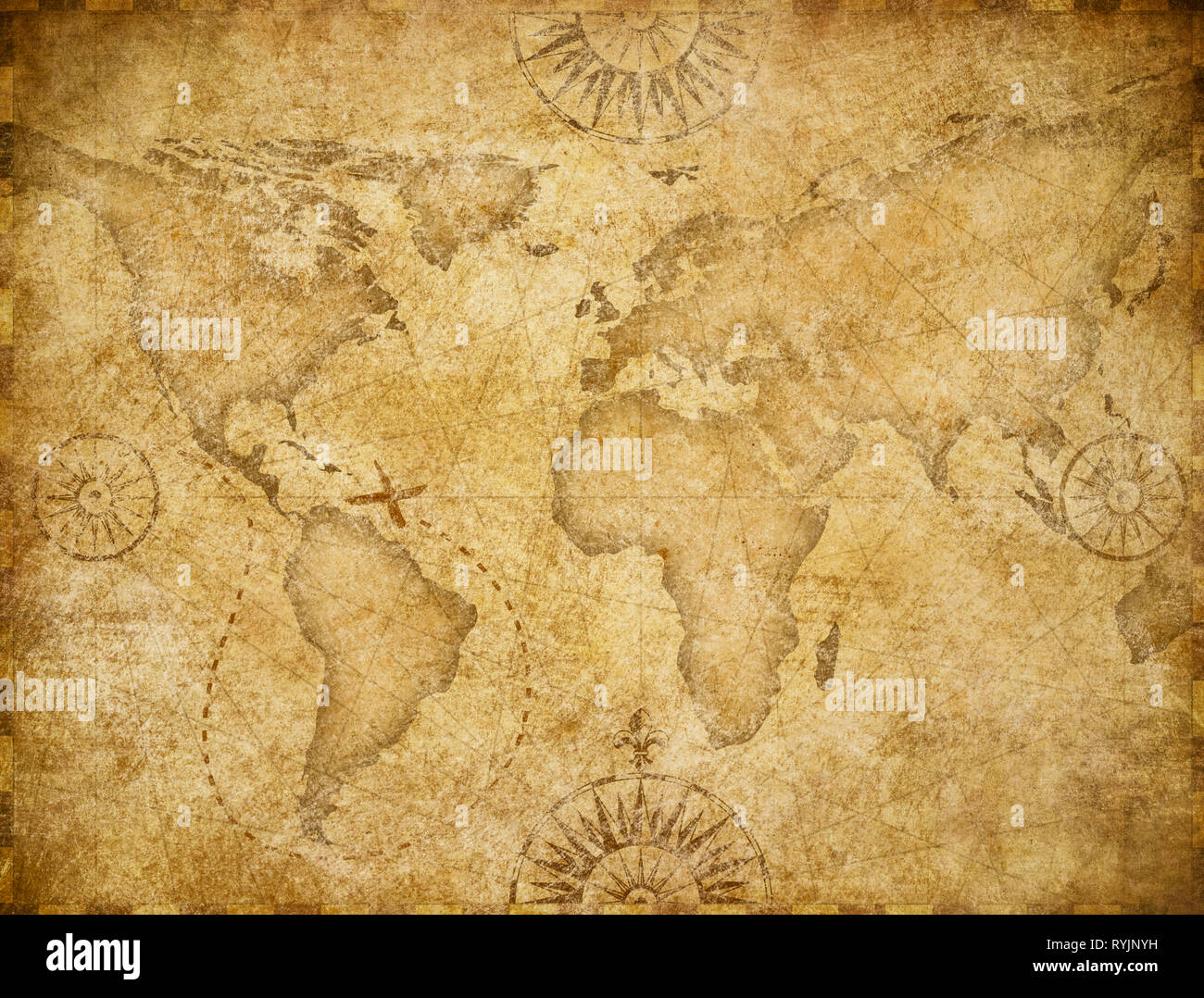 Old world map based on image furnished by NASA Stock Photo - Alamy