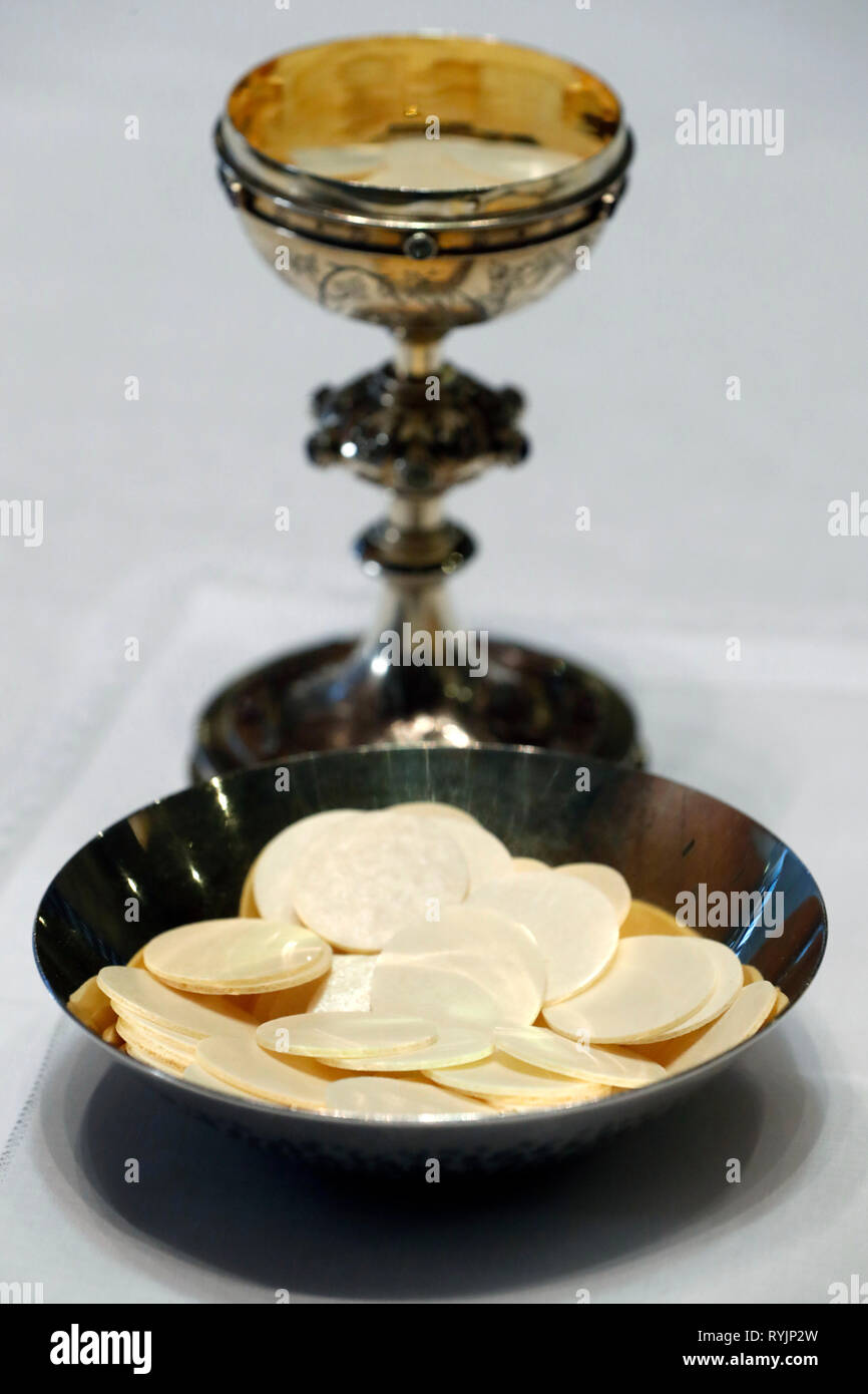 Roman catholic mass. Eucharist: Table of Word and Sacrament. France ...