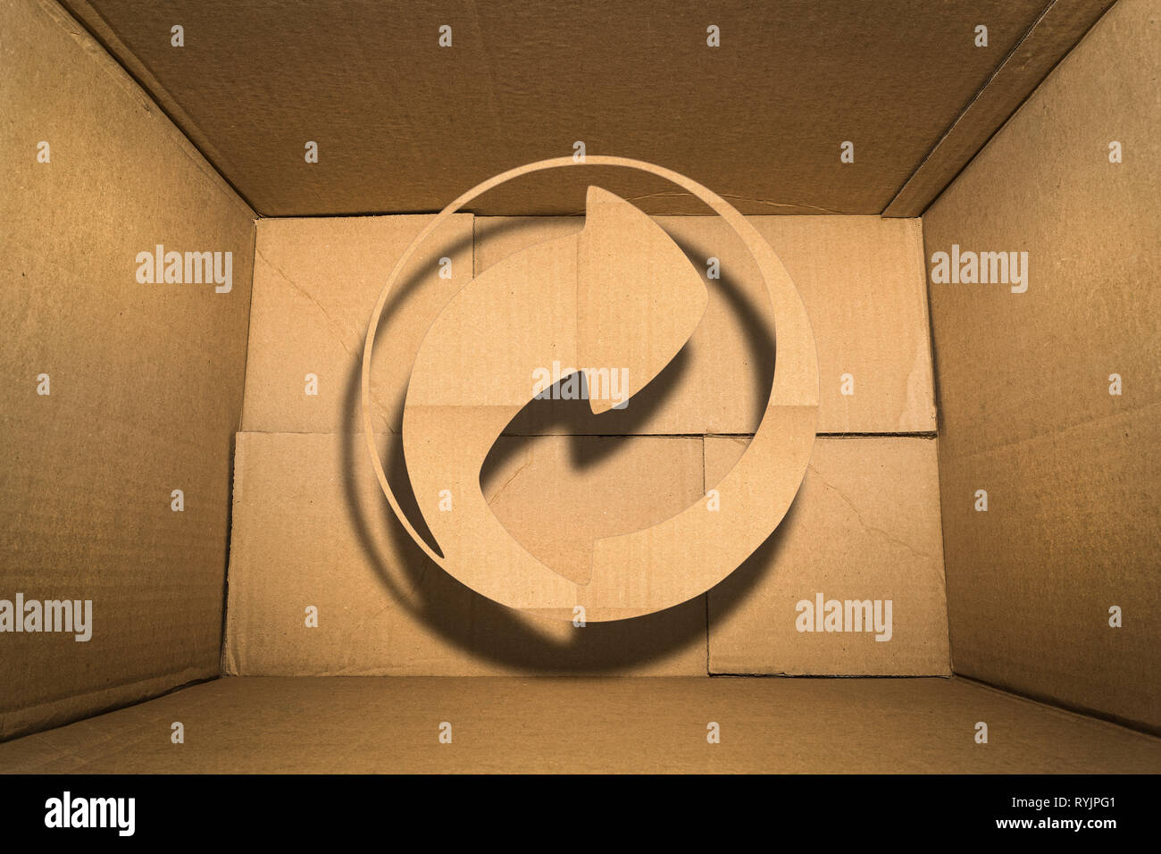 Close-up of the inside of an empty, open cardboard box used for ...