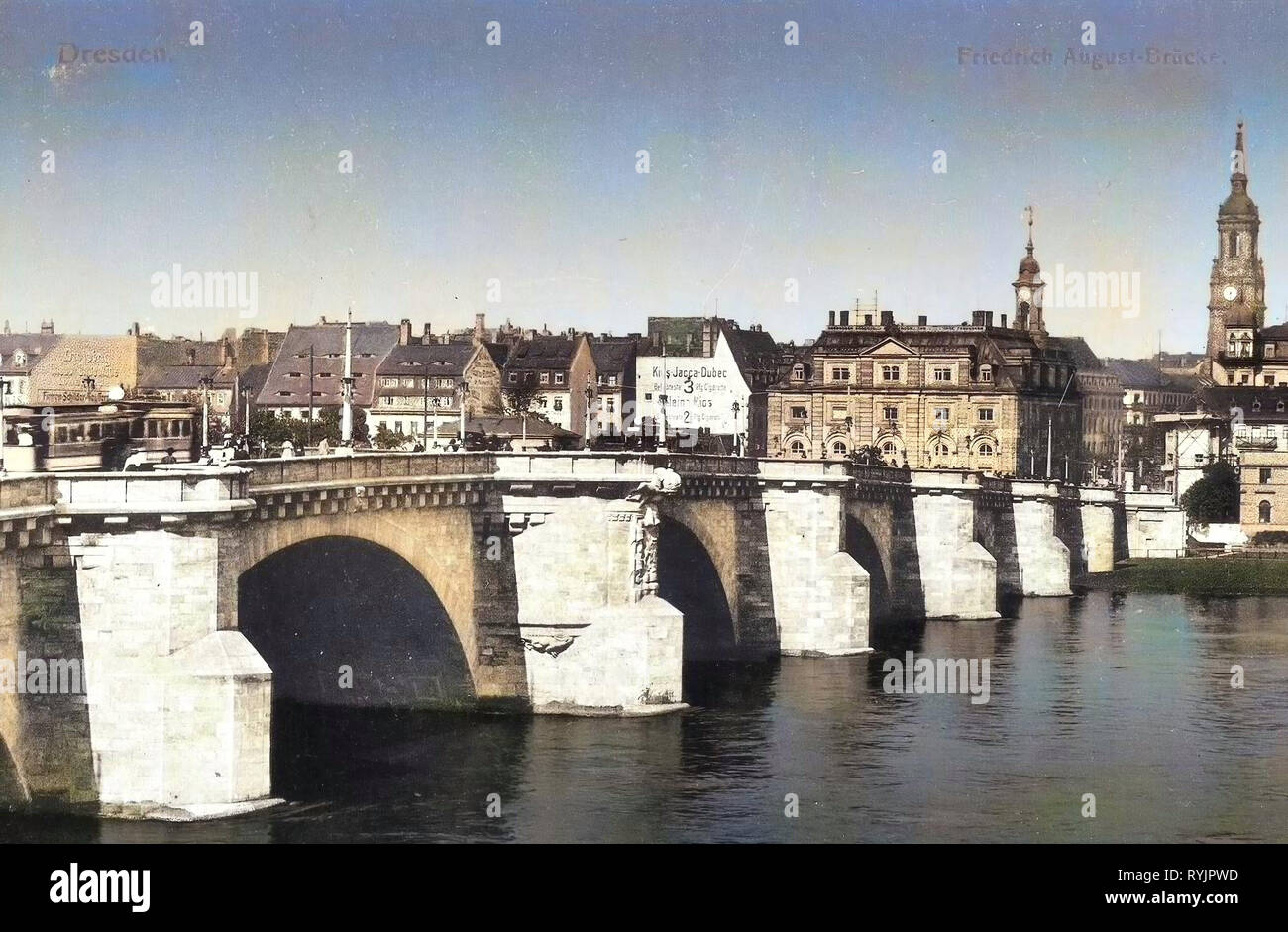 Trams in Dresden, Historical images of Augustusbrücke, Churches in ...