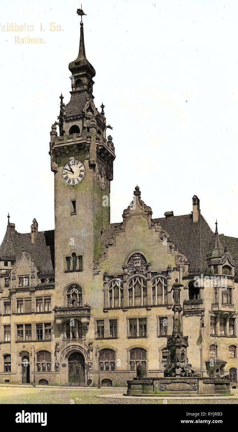 Rathaus Waldheim, Water wells in Saxony, 1911, Landkreis Mittelsachsen ...