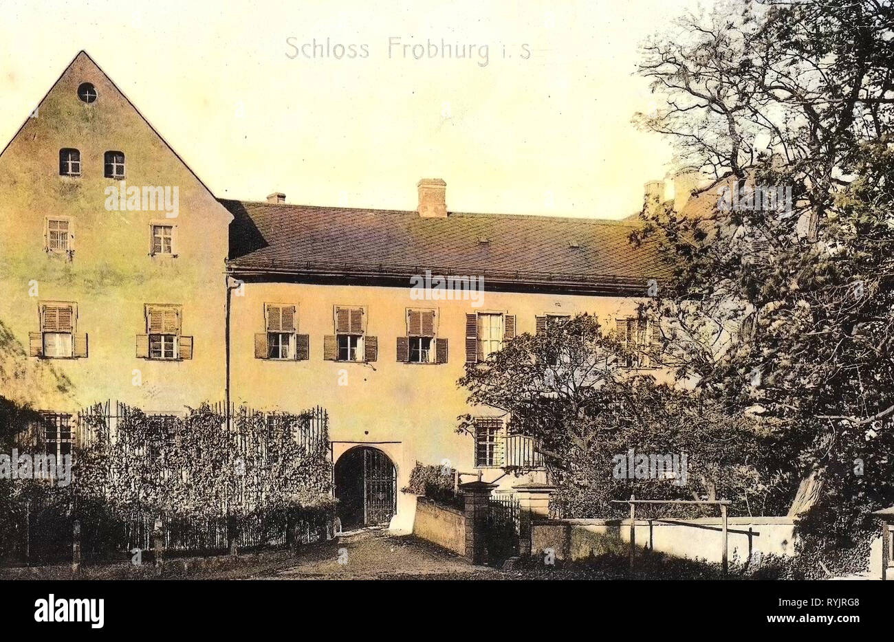 Schloss Frohburg historisch, Castle gates in Saxony, 1911, Landkreis ...