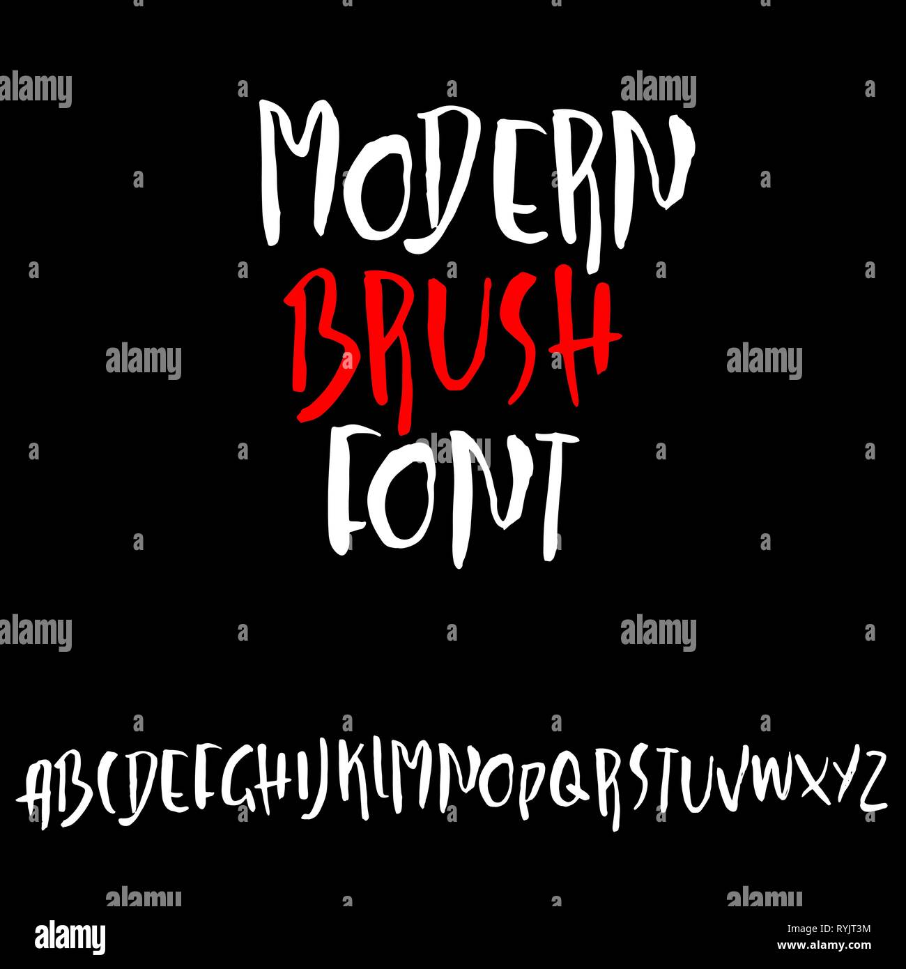 Hand drawn modern dry brush lettering. Grunge style alphabet ...