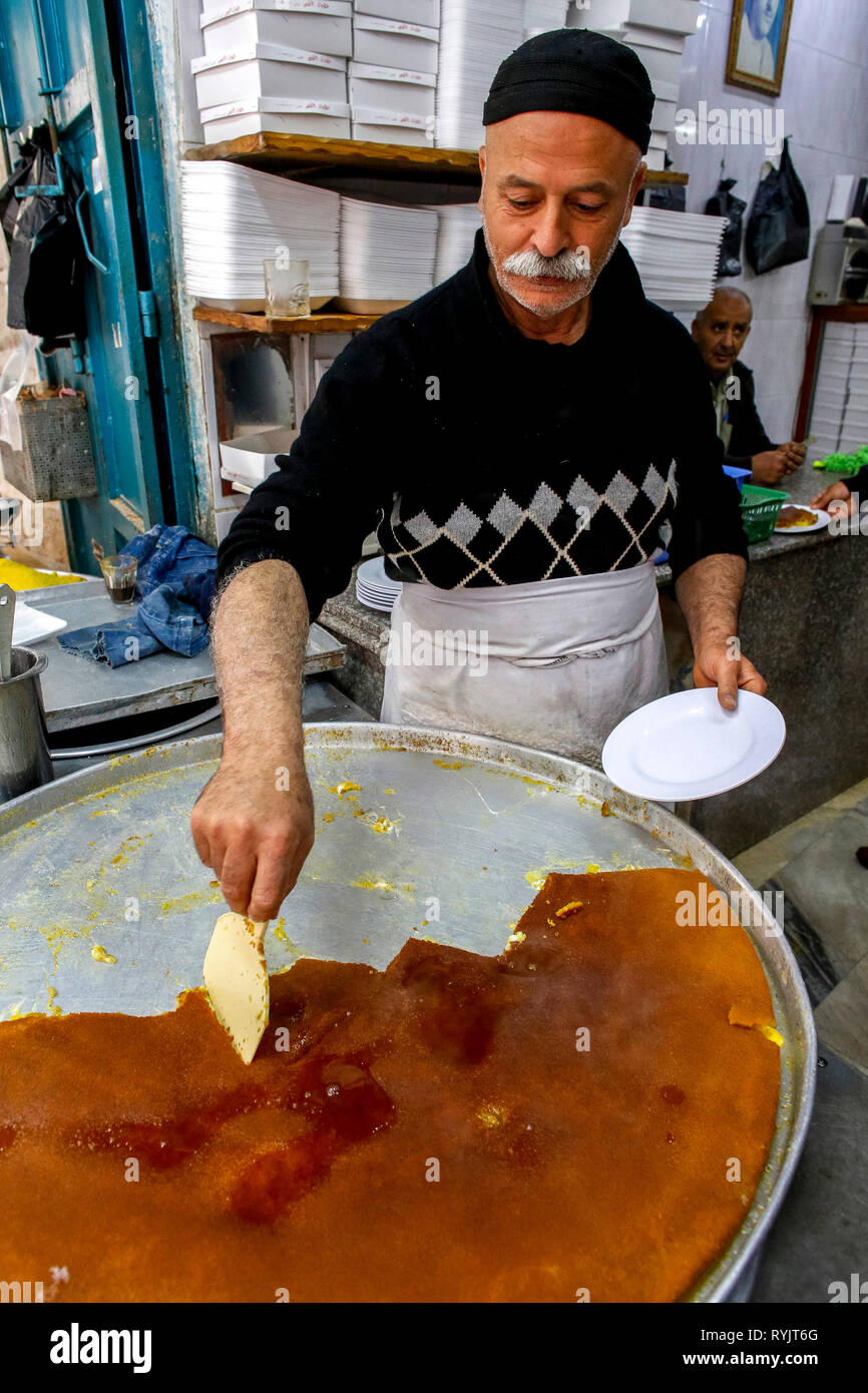 The most famous knaffieh (Palestinian cheese pastry) shop in Nablus ...