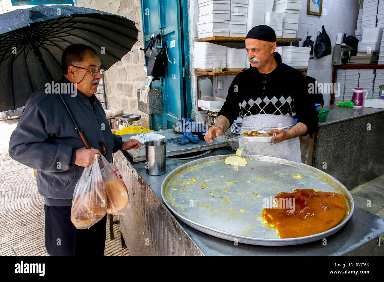The most famous knaffieh (Palestinian cheese pastry) shop in Nablus ...