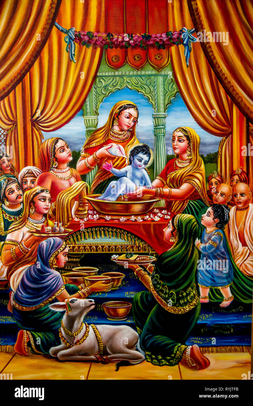 Hindu god Krishna as a baby. Bhaktivedanta manor, Watford, U.K Stock ...