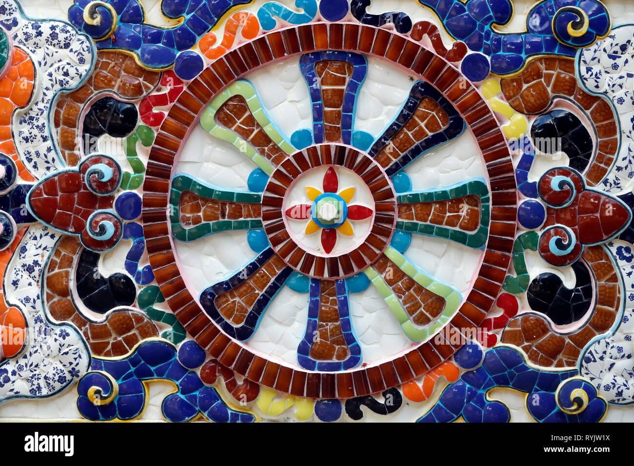 Ho Phap buddhist temple. Dharma Wheel. Dharmachakra, the Buddhist eight ...
