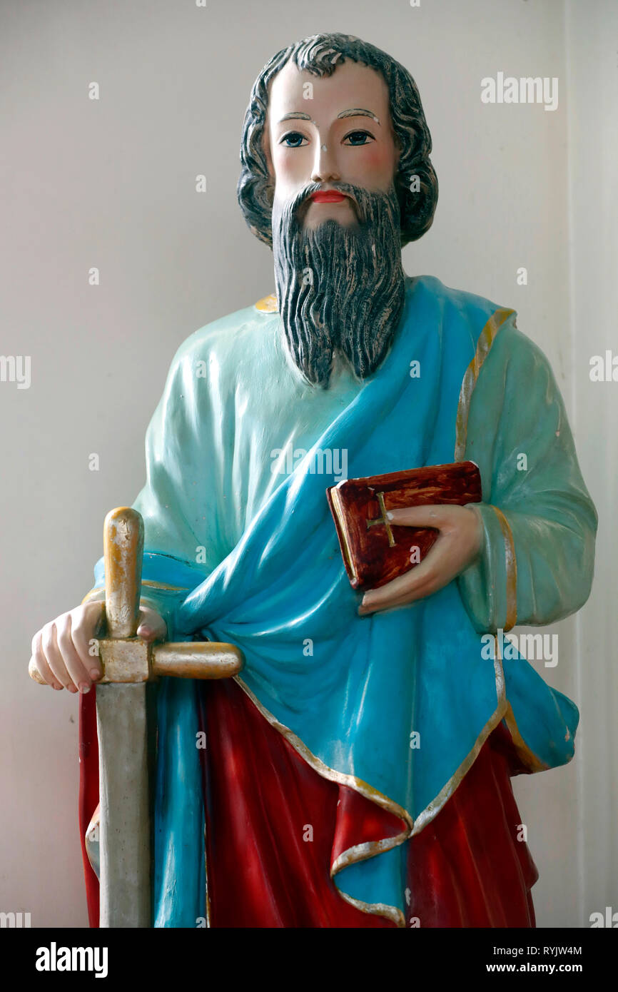 St Paul apostle statue. Chau Doc church. Vietnam Stock Photo - Alamy