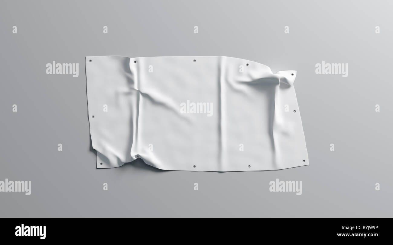 Blank white folded stretch banner mock up, isolated, 3d rendering ...