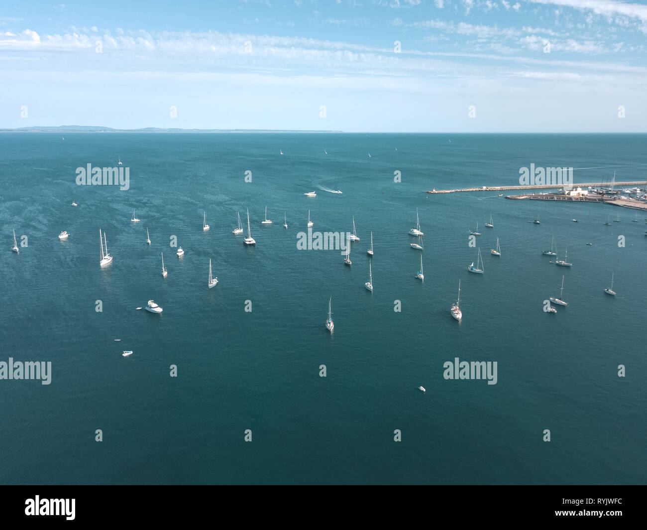 Aerial View Of Luxury Yachts And Boats At Atlantic Ocean Stock Photo ...