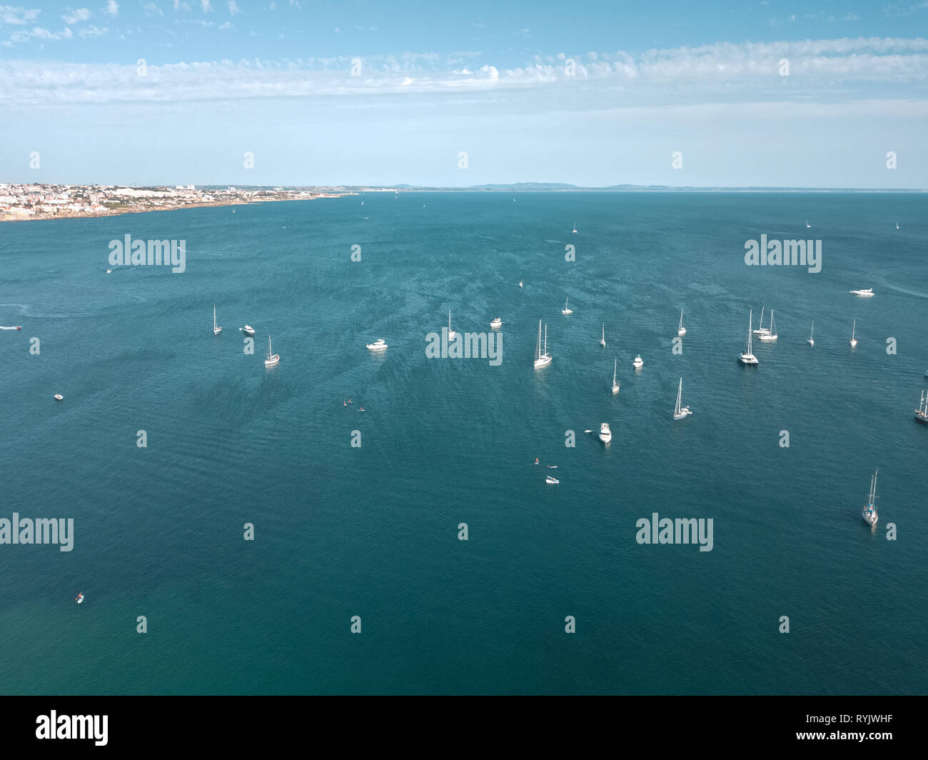 Aerial View Of Luxury Yachts And Boats At Atlantic Ocean Stock Photo ...