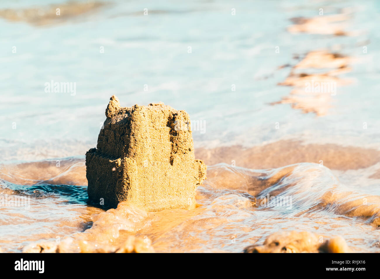 Small Sand Castle Built On Beach Stock Photo - Alamy