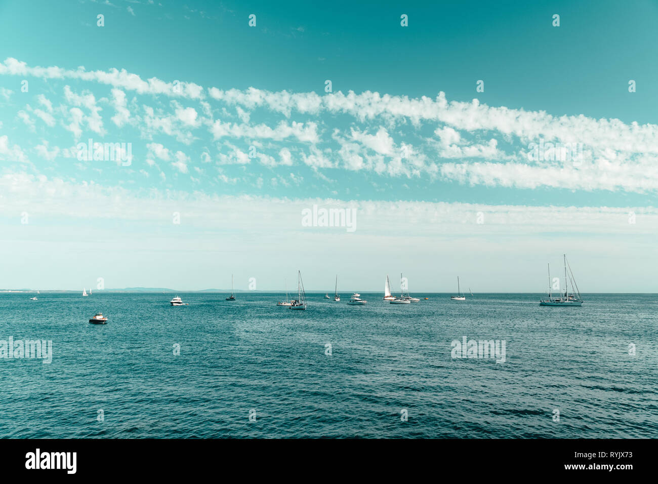 Aerial View Of Luxury Yachts And Boats At Atlantic Ocean Stock Photo ...