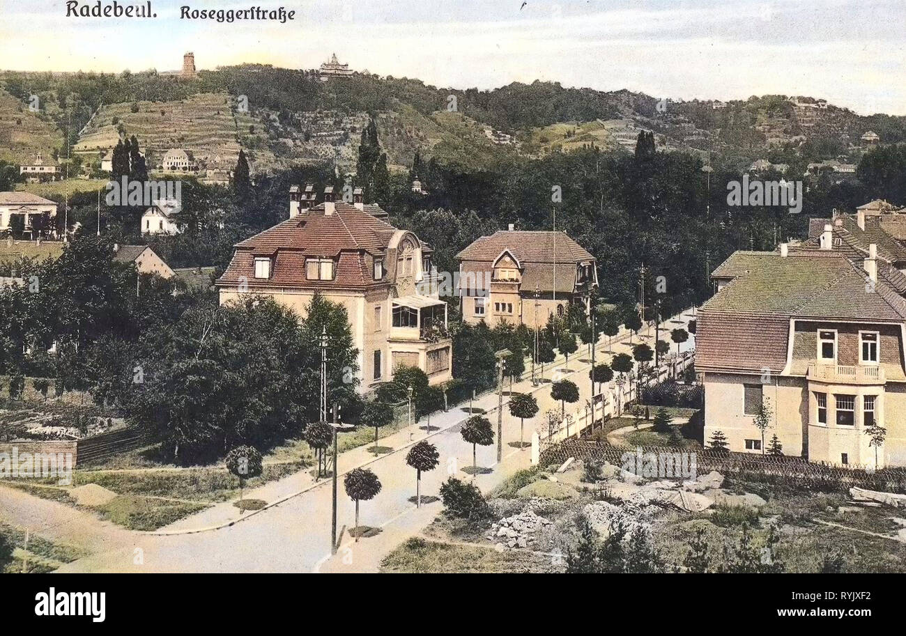 Mietvilla Roseggerstraße 8 (Radebeul), Spitzhaus, Bismarckturm ...
