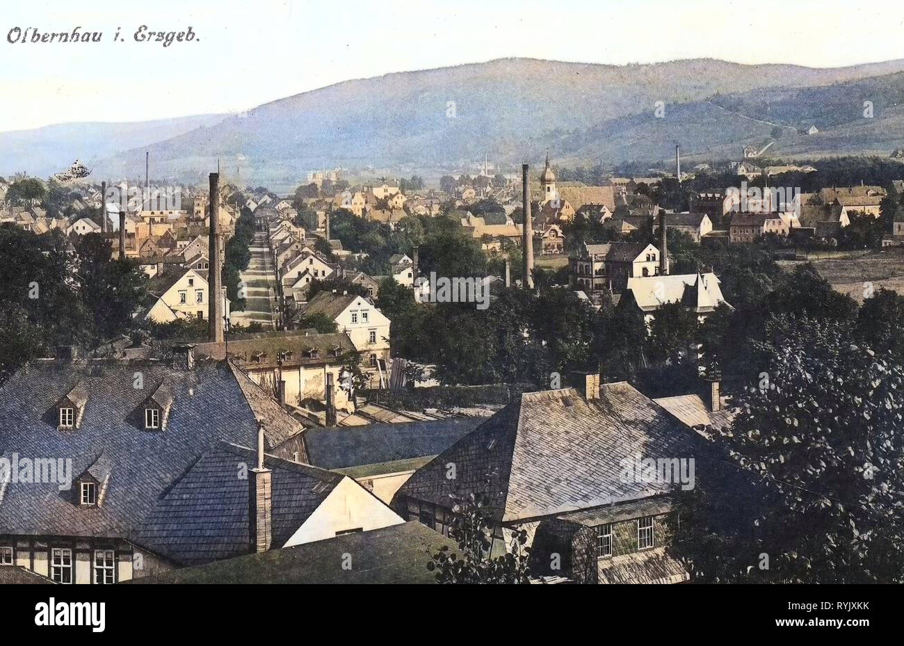 Buildings in Erzgebirgskreis, 1912, Erzgebirgskreis, Olbernhau, Germany ...