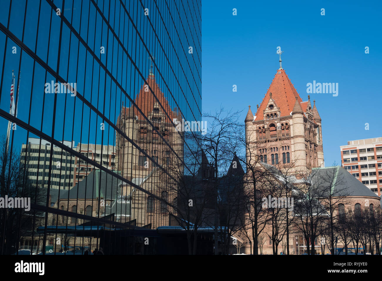 Trinity Church in the City of Boston and its reflection in the John ...