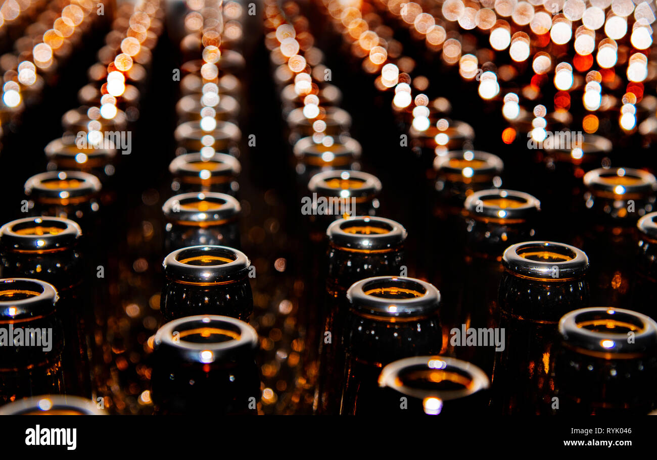 abstract many brown glass bottles for drinking alcoholic beverages ...