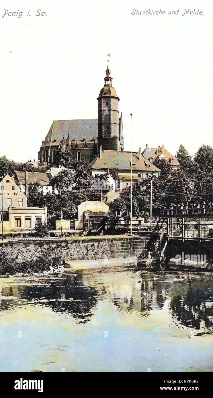 Churches in Penig, Buildings in Penig, Zwickauer Mulde in Penig, 1913 ...
