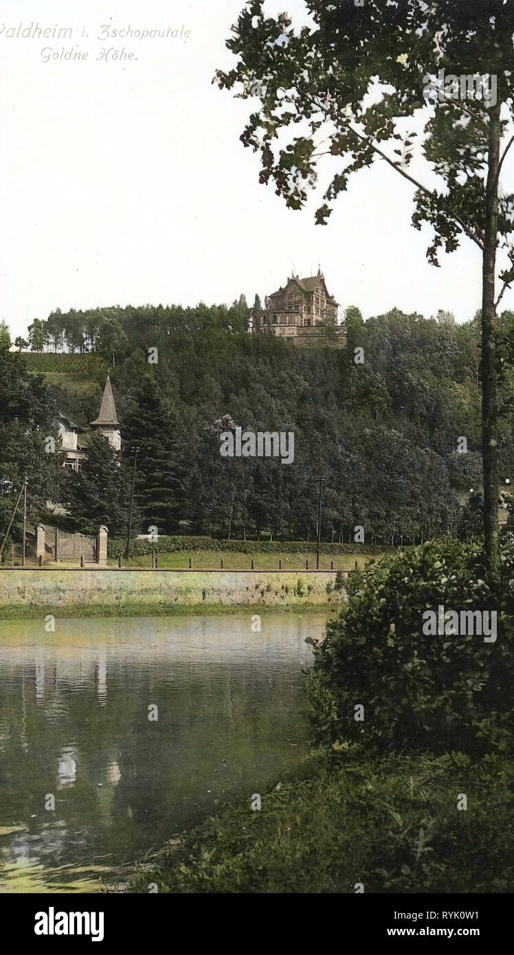 Buildings in Waldheim, Zschopau (river), 1913, Landkreis Mittelsachsen ...