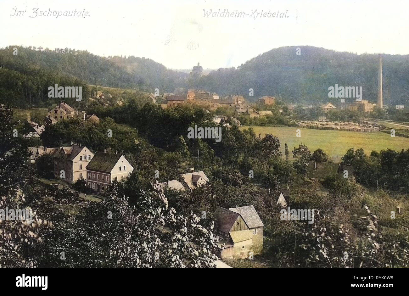 Zschopau (river), Buildings in Waldheim, 1913, Landkreis Mittelsachsen ...