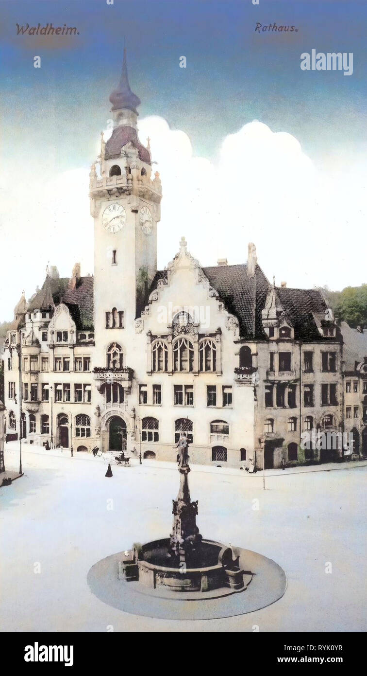 Rathaus Waldheim, Water wells in Saxony, Time 14:40, 1913, Landkreis ...