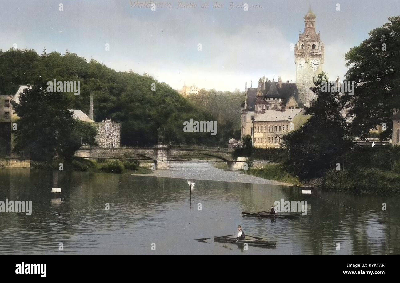 Zschopau (river), Buildings in Waldheim, Rathaus Waldheim, Bridges in ...